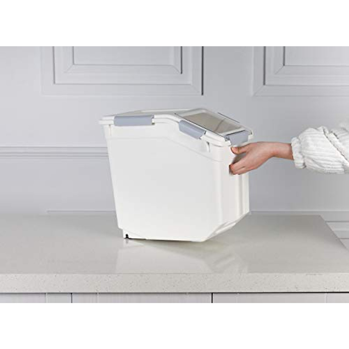 Rice Storage Container with Wheels Seal Locking Lid PP((507.27oz / 3.96gal / 80cup / 15L),Pack-2)