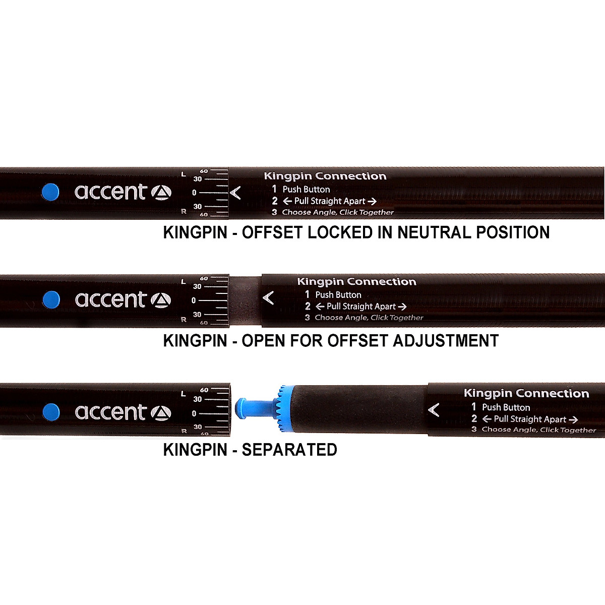 Accent Paddles Air Touring/Recreational Kayak Paddle (2 Piece), Black, 240cm