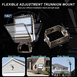 LEDMO LED Parking Lot Lights Adjustable Trunnion Mount 200W Dusk to Dawn Outdoor Lighting with Photocell Flood Area Lights 5000K Commercial Wall Mount IP65 Led Shoebox Lights