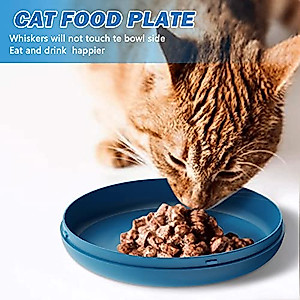 12oz 2 in 1 Cat Water Bowl Dog Water Bowl - Cat Food Bowl & Whisker Fatigue Cat Bowl Plate for Indoor Outdoor, Detachable Wobble Dog Interactive Cat Bowls, Pet Travel Bowls Blue