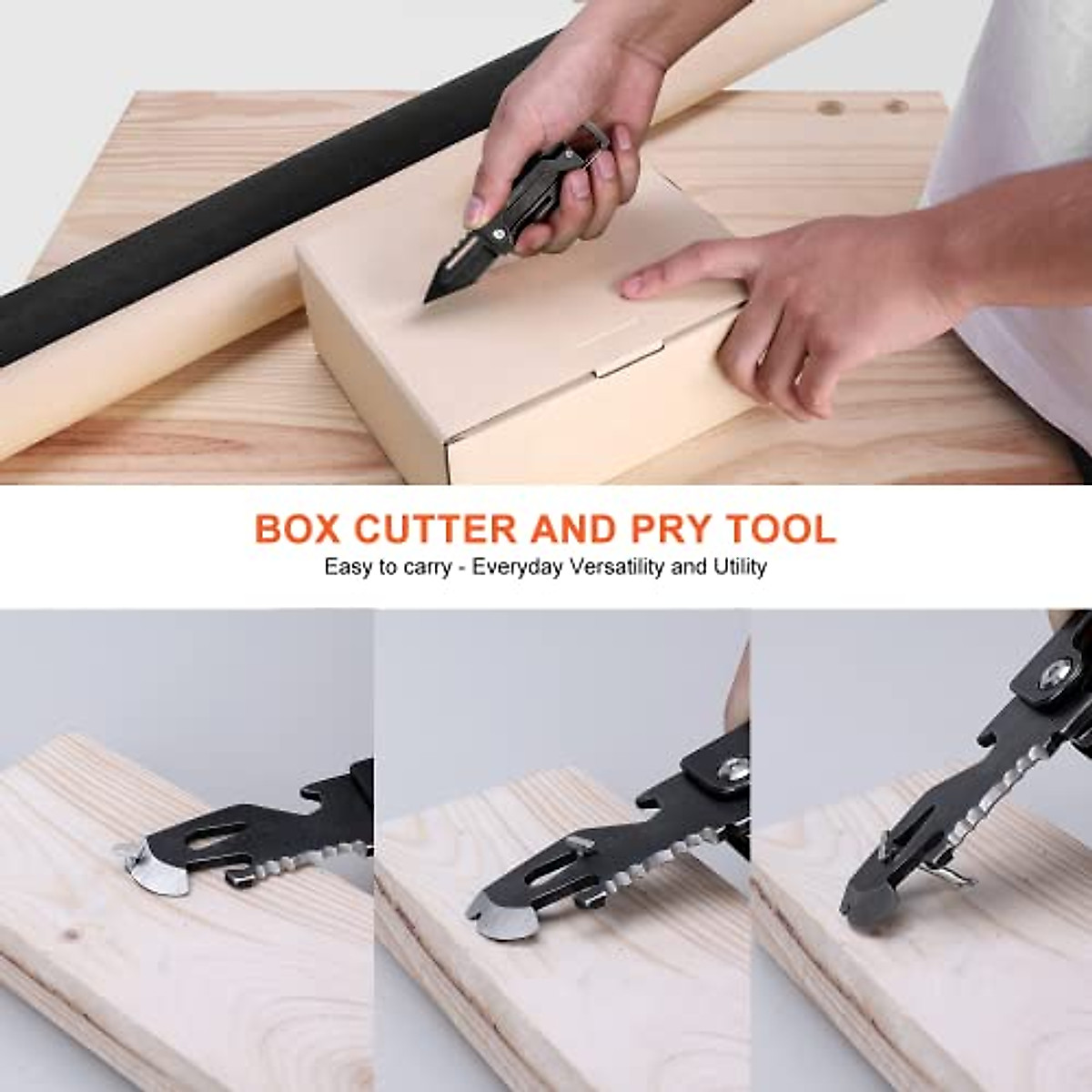 edcfans Keychain Knife, EDC Multitool Key Chains for man, Small Pocket Knives with Clip Box Cutter with Can / Bottle Opener, Screwdriver, Wrench and Pry Tool, Gifts for Men Women Dad Everyday Carry