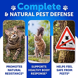 Flea Treatment for Cats - Flea and Tick Prevention for Cats Chewables - Natural Flea and Tick Supplement for Cats - Oral Flea Pills for Cats - All Breeds and Ages - Made in USA - 135 Chews