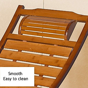 CHLDDHC Sun Loungers Bamboo Recliner Chair, Wooden Rocking Chair with Telescopic Footrest and Outdoor Folding Garden Foot Massager Nap Chair