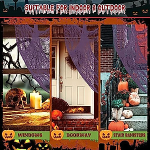 Riare 6 Pack Halloween Creepy Cloth 30 x 75 Inch- Spooky Scary Fabric Black Gauze Cloth for Halloween Party Haunted House Home Wall Doorway Outdoors Decoration(2 Black, 2 Purple, 2 White)