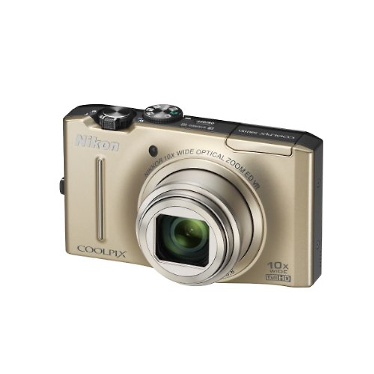 Nikon Coolpix S8100 12.1 MP CMOS Digital Camera with 10x Zoom-Nikkor ED Lens and 3.0-Inch LCD (Gold)