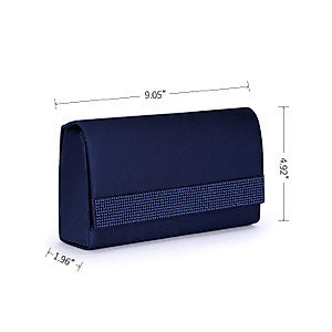 Mulian LilY M052 Satin Rhinestones Evening Bags Party Bridal Clutch Purse For Women Prom Clutch Navy