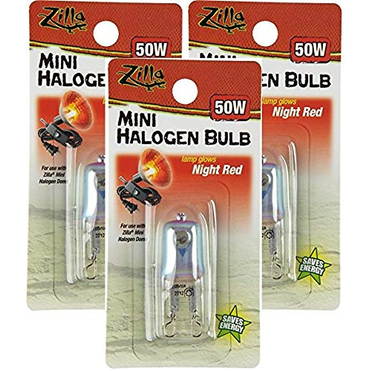 Zilla Mini Halogen Bulb - Night Red 50W - Pack of 3