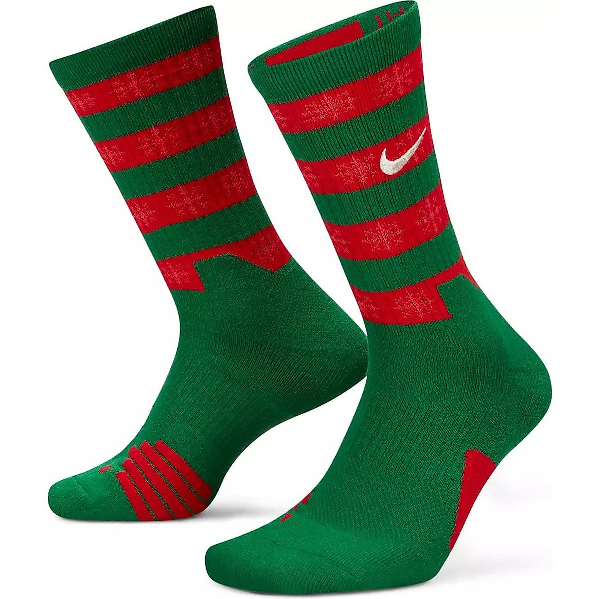 Nike Elite Basketball Christmas Socks Large (Fits Men Size 8-12) Green, Red DA5097-312