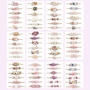 NUWAJP Baby Girl Flower Headband 6 PCS Elastic Hairbands Handmade Nylon Bows Headbands Chic Floral Hair Accessories Kids Gifts for Newborn Infant Toddlers