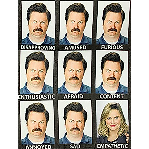 Parks And Recreation Moods and Faces of Super Soft Fleece Throw Blanket, Black, One Size