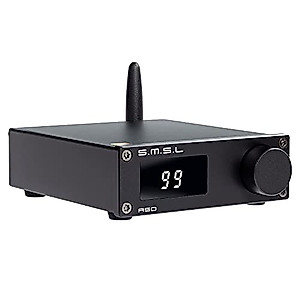 S.M.S.L A50 Stereo Audio Amplifier, 100W x 2 Mini Hi-Fi 2 Channel Class D AMP Receiver, TPA3116*2 Bluetooth 5.0 Bass and Treble 2.0 CH for Home Speakers with Remote Control