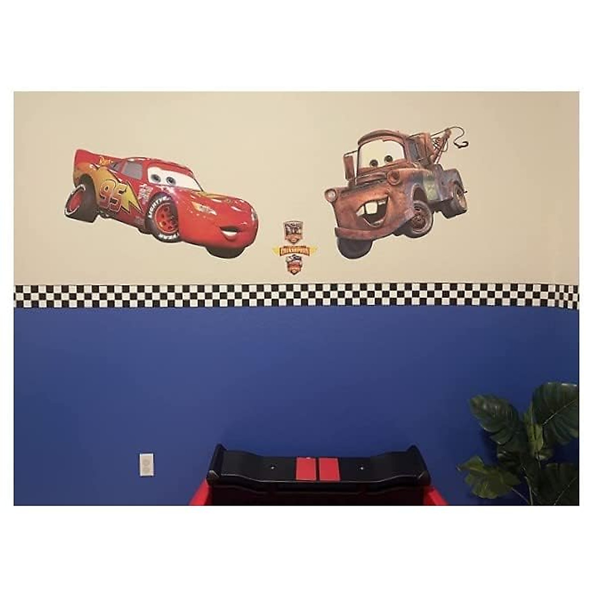 Checkered Flag Cars Wallpaper Border-4.5 Inch (Black Edge)