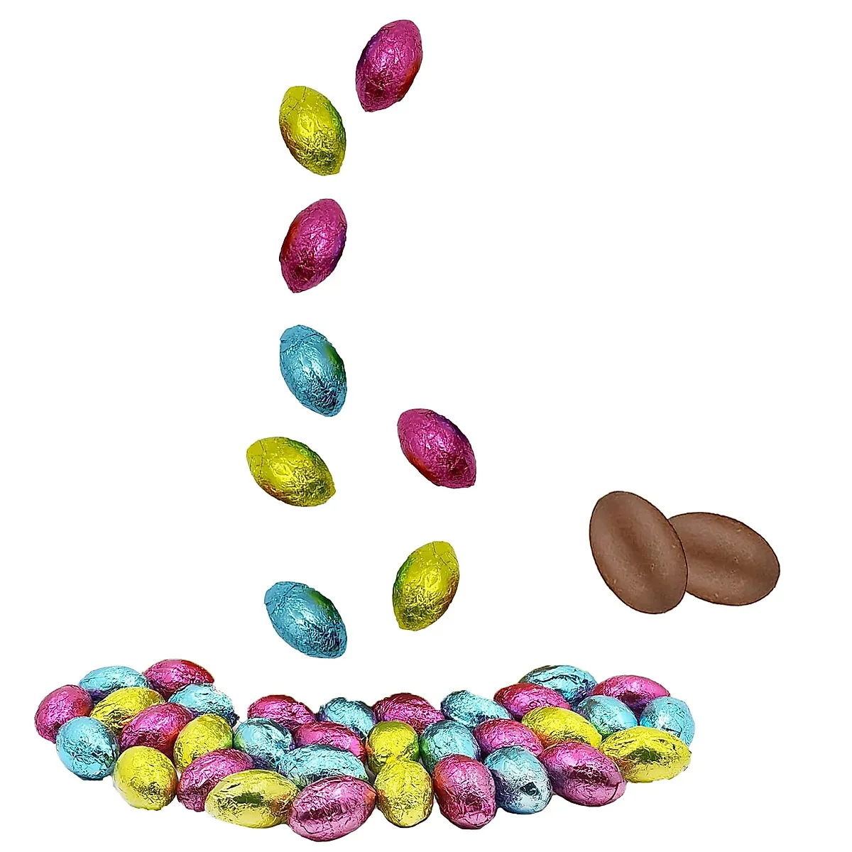Easter Chocolate Eggs, Multicolored Foil Wrapped Milk Chocolate, Kosher Half-Pound Approx. 45 Eggs