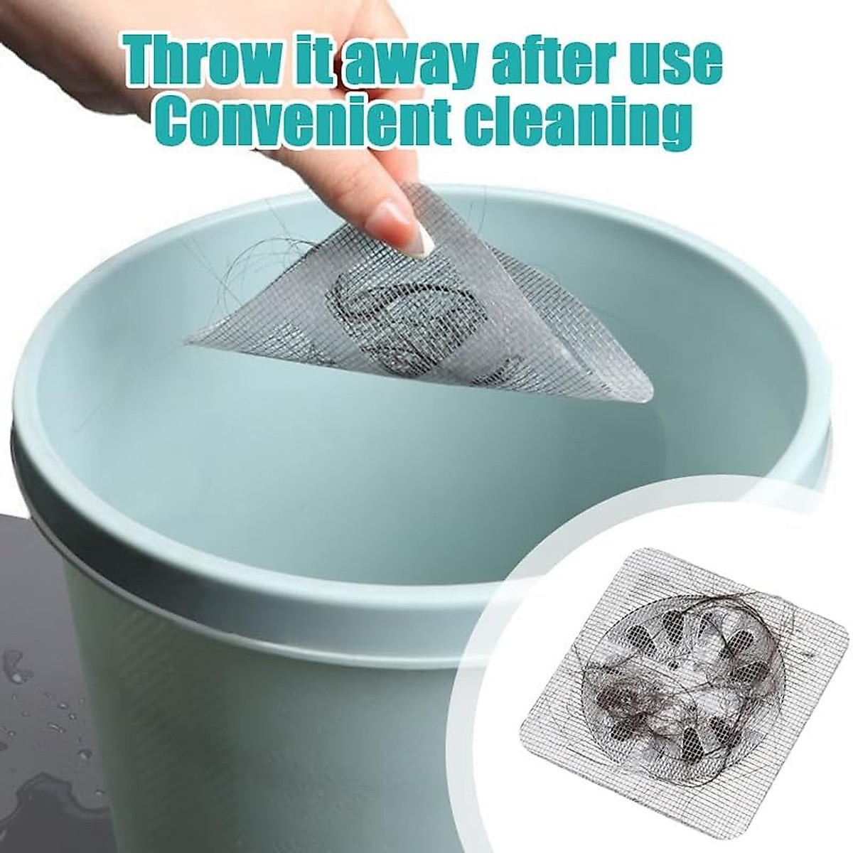 Disposable Hair Drain Stickers, 2025 New Disposable Shower Drain Hair Catcher Mesh Stickers, Drain Cover Hair Catcher for Bathroom Laundry Bathtub Kitchen (10)