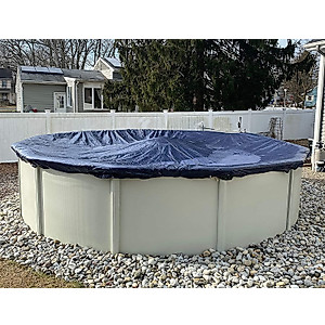 Winter Block WCP1218OV Premium Ground Oval, 12' x 18' Ft, Aboveground Pools Winter Cover 8-Year Warranty, Includes Winch and Cable, Strength & Durability, UV Protection, Solid Blue