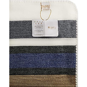 QISU Alpaca Wool Blanket Throw | Large, Beautiful, Warm, Stripe | 85 x 65 inches | Ultra-Soft, Hypoallergenic and Breathable | Non-Itchy or Scratchy Fabric (Brown Blue Grey White)