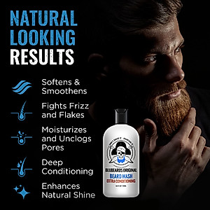 Bluebeards Original Unscented Beard Wash for Men, 8.5 oz. - Natural Beard Wash and Beard Moisturizer, with Aloe & Vitamin E - Deeply Cleans, Softens, and Conditions Your Beard and Skin - Made in USA