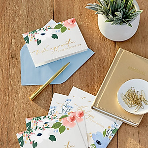 Hallmark Funeral Thank You Cards Assortment, Gold Foil Flowers (50 Thank You for Your Sympathy Cards with Envelopes)