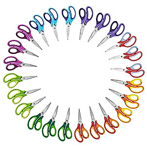WA Portman 5 Inch Pointed Kids Scissors 24 Pack - Small Scissors for School Kids - Kids Safety Scissors Bulk - Kid Scissors for Right-Handed Use - Bulk School Supplies Pointed Scissors for Kids