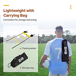 GHB Pro Agility Ladder Agility Training Ladder Speed 12 Rung 20ft with Carrying Bag