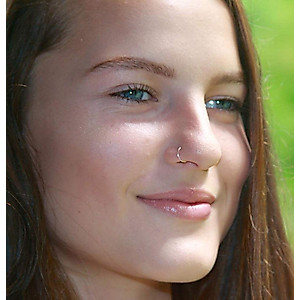 20G Fake Nose Ring Hoop Hypoallergenic,14K Gold Clip on Nose Ring No Piercing Needed Faux Nostril Piercing Jewelry,Nose,Set of 5Pcs (14K Gold)