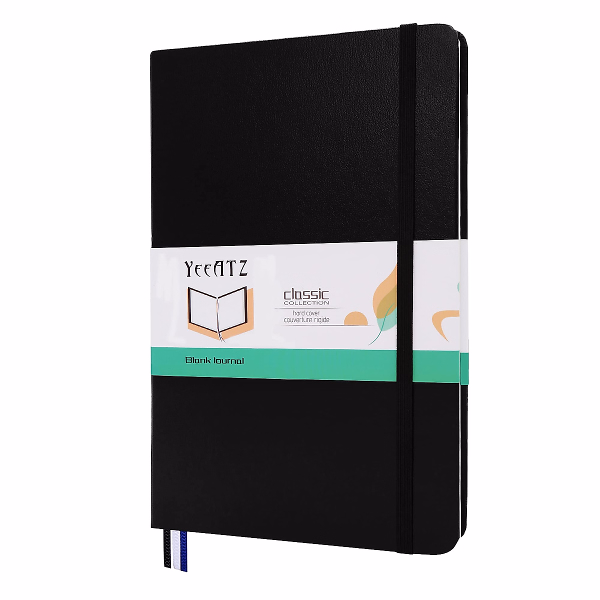 YeeATZ Hardcover Notebook Blank Journal Sketchbook for Drawing, Medium 5.5 by 8.4 Inch, 100 GSM Thick Paper (Black, Plain)