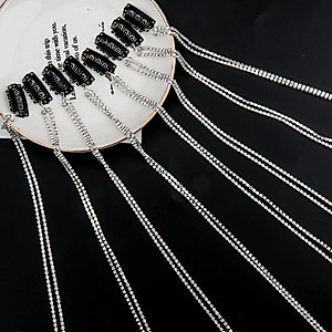 8 Pieces Long Rhinestone Hair Chains,Punk Tassel Hair Clips Bling Crystal Hair Extension 20 Inch Head Chain Silver Decorative Hair Clip Hairpin for Women and Girls Nightclub Party Daily Headwear