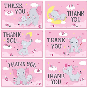 Baby Shower Thank You Cards 24pcs Baby Shower Cards for Girl Thank You Card with Envelopes & Stickers Pink Little Peanut Baby Shower Thank You Cards Girl Baby Birthday Favors Gift Cards