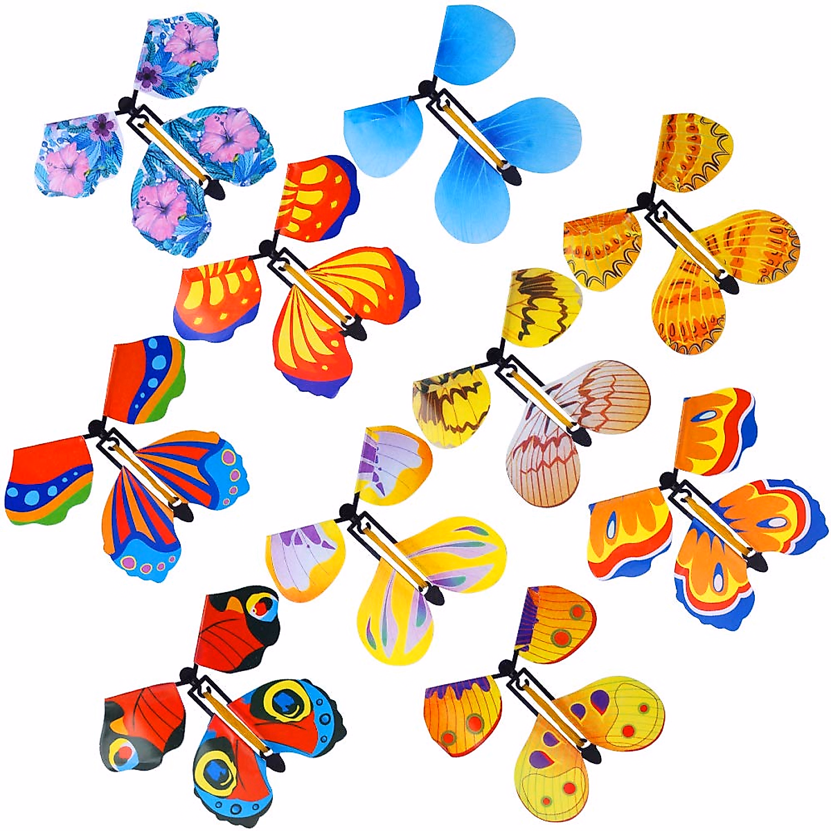 Outee 10 Packs Flying Butterfly Card Surprise Wind Up Butterfly in The Book Rubber Band Powered Gift Butterfly Fairy Flying Toy Great Xmas Gifts Surprise Gift Teacher Appreciation Gift