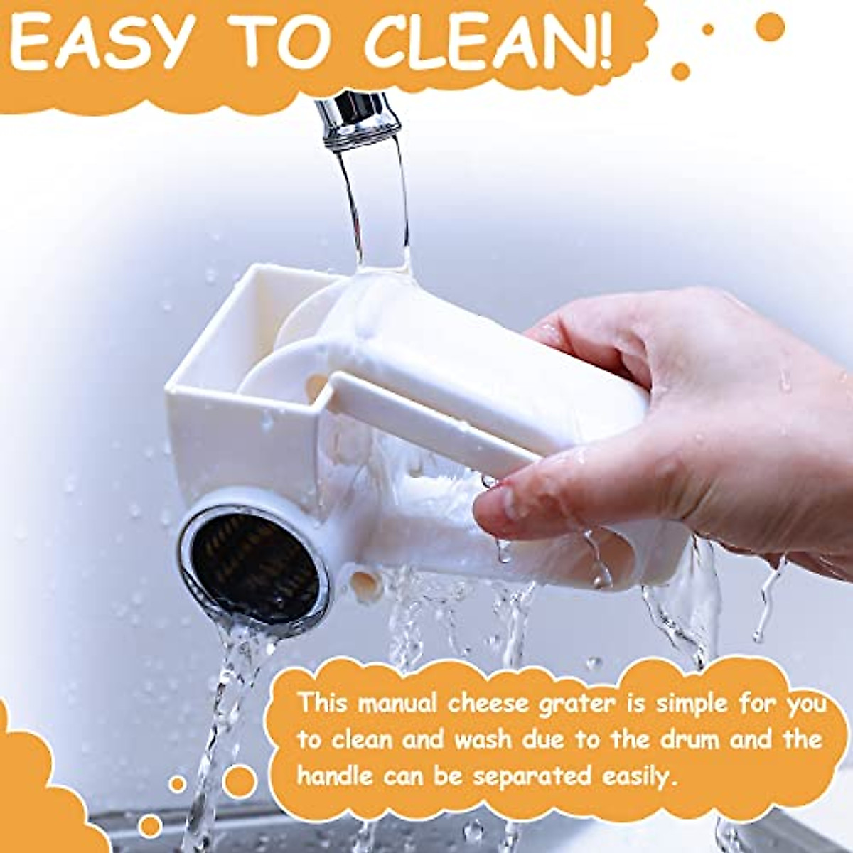 Rotary Cheese Grater Manual Handheld Cheese Grater with Stainless Steel Drum for Grating Hard Cheese Chocolate Nuts Kitchen Tool (/, White, 1)