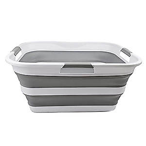 Collpasible Laundry Basket (42L Collapsible Laundry Basket (White/Grey))