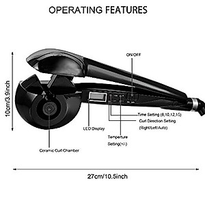 Hann® Hair Curler,LCD Pro Salon Automatic Hair Curling Curler Ceramic Roller Wave Machine Styler (LCD Automatic Curler, Black)