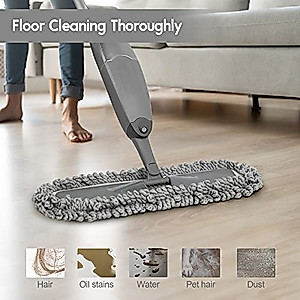 Microfiber Spray Mop Pads for Floor Cleaning, 3× HOMSIER Washable Replacement Mop Heads Reusable Wet Dry Mop Refills for Home Kitchen Tile Marble Wood Floor Care Flat Dust Mops with Velcro(Grey)