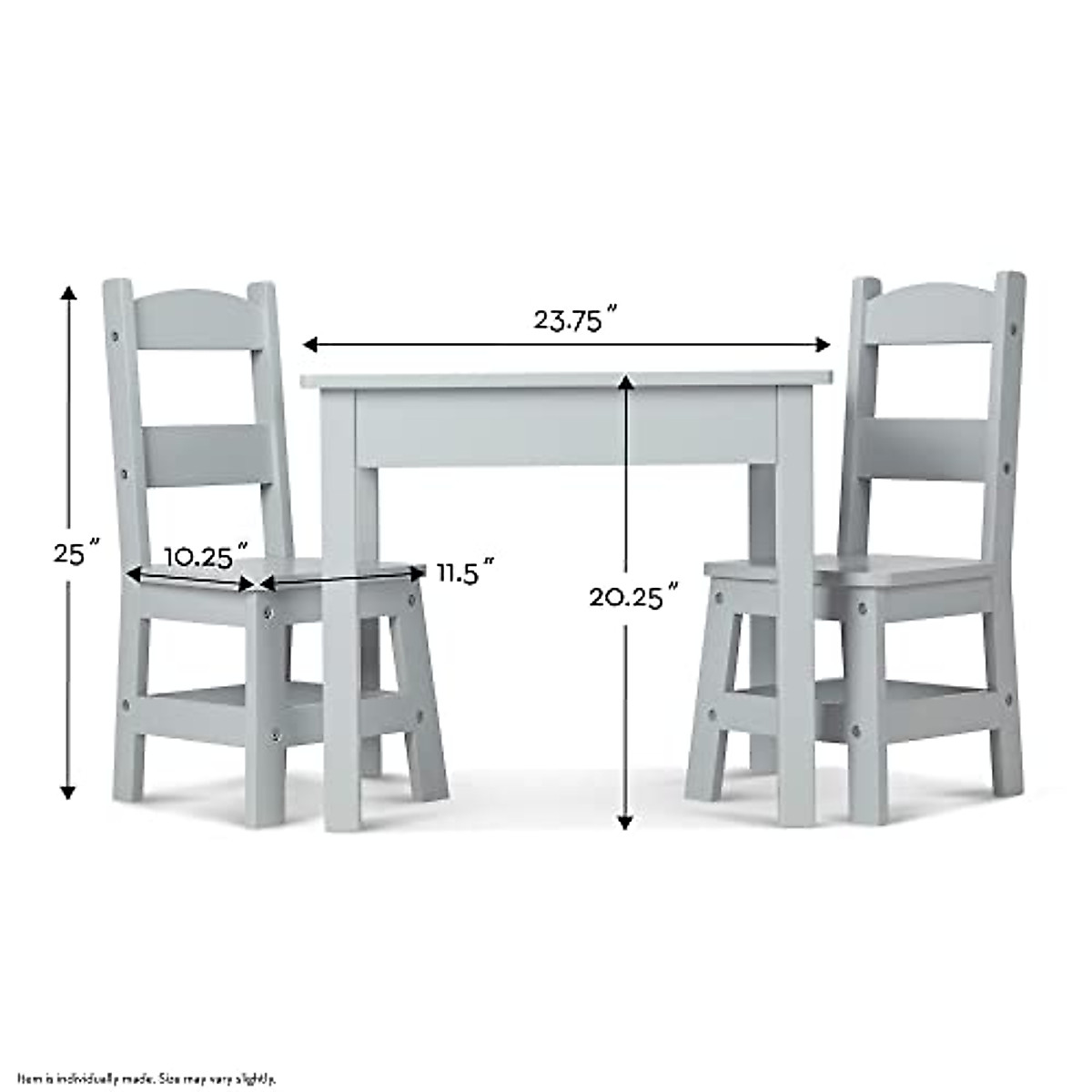Melissa & Doug Table & Chairs-Gray Furniture - Wooden Activity Play Table And Chairs Set For Kids