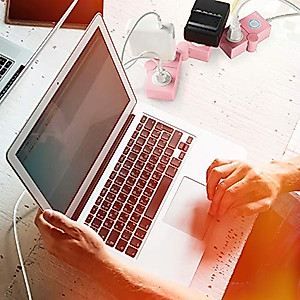 iJoy Flexible Power Strip- 3 AC Outlets and 2 USB Charging Ports with 5 Ft Extension Cord- 1250W/125V Decorative Surge Protector Outlet Extender for Home Office, Dorm, Room and More (Pink)