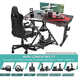 Dardoo G920 X Type Flight Racing Simulator Cockpit Frame Fit for Logitech/Thrustmaster G25 G27 G29 G923 T128X T248 T300 T458,Foldable Adjustable Driving Wheel Stand,No Wheel,Pedal,Handbrake & Shifter