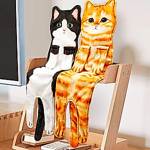 Infaccial Funny Cat Hand Towels for Bathroom Kitchen-Cute Hanging Cat Towel Decorative Animal Washcloths Face Towels Cat Decor-Funny Cat Gifts for Cat Lovers/House Warming Gifts for Women(Orange Cat)