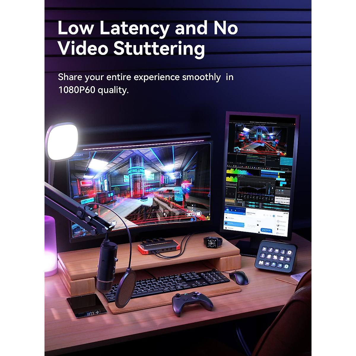 Video Capture Card - SOOMFOM Dual HDMI Input Game Capture Card with 1080P60 HDMI Loop-Out, Stream and Record at 1080P 60fps for Live Streaming, Conference and More