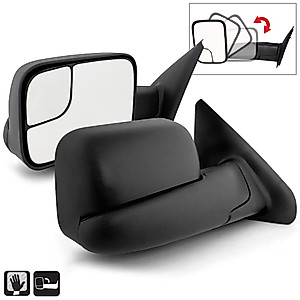 ACANII - Telescoping Towing Extend FlipUp MANUAL Non Heat Mirrors Left+Right For 02-08 Dodge RAM 1500/03-09 2500 3500
