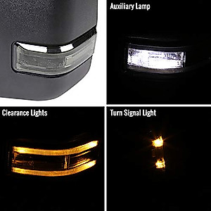 Carpartsinnovate For Ford 15-20 F150 Pickup Power Heated Tow Mirrors w/Smoke Lens LED Signal+Puddle