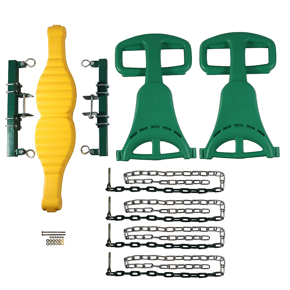 Safe Kidz Glider Swing Set: Complete Kit Combines Back-to-Back Double Swing, Adjustable 18-Inch Swing Set Brackets & Plastic-Coated Steel Swing Chains, Includes Hardware & Full Instructions