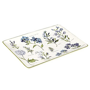 Certified International Fresh Herbs Rectangular Platter, 14" x 10" x 1.25", Multicolored, Large