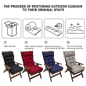 HEYITTE Waterproof Replacement Patio Chair Cushions 49x22Inch, All Weather Fade-Resistant Adirondack Chair Cushion, Thick 4Inch Outdoor Seat Cushions for Patio Furniture with Seat & Back