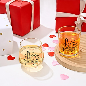 Futtumy Ring Finger Est 2024 Wine Glasses and Whisky Glasses, Wedding Gifts for Couples, Bridal Shower Gifts, Bride and Groom Gifts, Engagement Gifts for Couples Mr. Mrs. His Hers Bride To Be