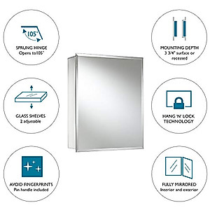Jacuzzi PD40000 PD40000 20" H x 16" W x 5-1/4" D Single Door Medicine Cabinet