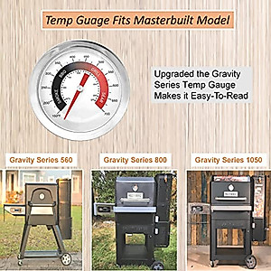 3 inch Upgraded Temperature Gauge Kit Replacement for Masterbuilt 560/800/1050XL Gravity Series Digital Charcoal Grill + Smokers