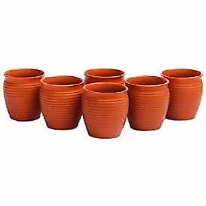 India Tea/Coffee Cups,Made by Earthen Glazed Terracotta Chai Kulhad 150ml Set of 6 Pcs pots