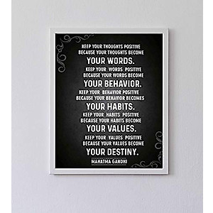 GANDHI Quotes Wall Art- "Your Destiny"- 8 x 10 Art Wall Print Art Ready to Frame. Modern Home Décor, Studio & Office Décor. Mahatma Gandhi Quotes Makes a Perfect Gift for Motivation, Zen & Inspiration
