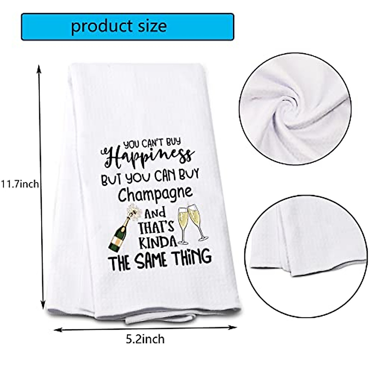 POFULL You Can’t Buy Happiness Kitchen Towel for The Champagne Lover Housewarming Party Decor (You Can’t Buy Towel)