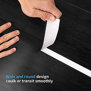 Art3d Self Adhesive Vinyl Transition Strip, Laminate & Tile Strip, Flat Divider for Floor Gaps (4 FT, 1.57in, Black)